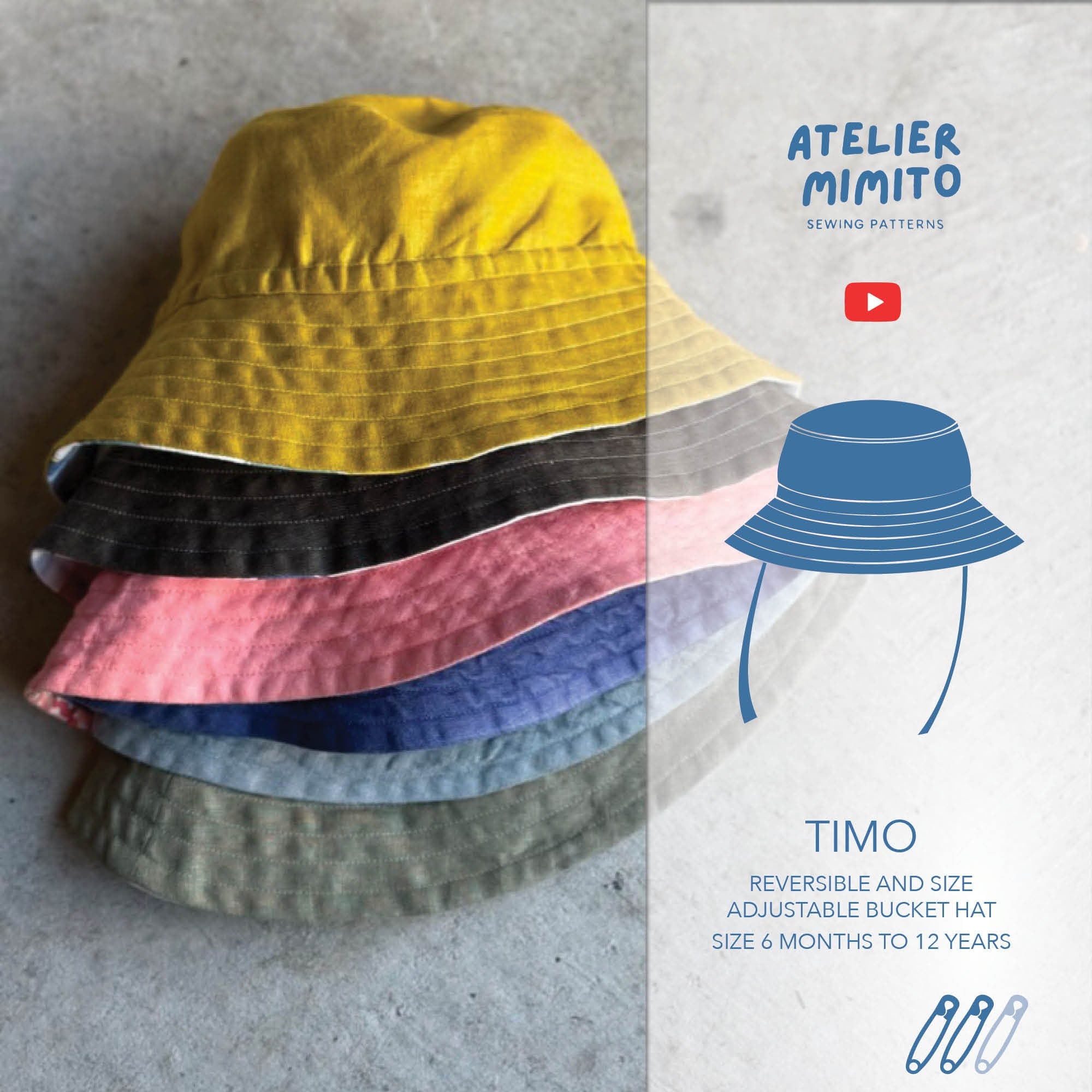 TIMO Reversible Bucket Hat PDF Sewing Pattern – Atelier MIMITO